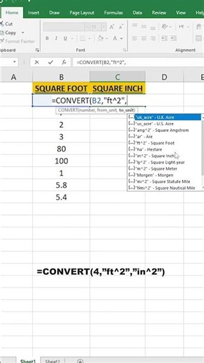 Convert Square Foot to Square Inch in Excel | Easy Conversion Trick #excel
