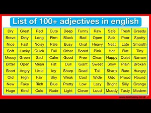 Adjectives list in English 🤔 | Learn 100+ adjectives | Improve your vocabulary | Parts of speech