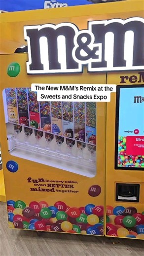 The M&M's Remix vending machine is definitely one of the more fun ways to get a variety of M&M's goodness! This was at the @sweets_and_snacks_expo in Indy and allows you to get either 3 or 5 flavors of @mmschocolate in one cup so you can get a nice mix when you're on the go. I could see this being very popular in malls, theme parks, stadiums, or when you're on the go - especially with kids since it's fun to choose the flavors and watch them all fall down. Which flavors would you choose? I'm choo