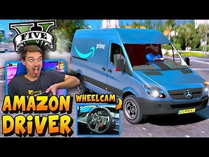 GTA 5 Amazon Delivery Driver with Steering Wheel! #GTA5RealLifeMod #GTA5Mods #GrandTheftAuto5