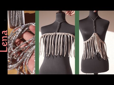 𝗠𝗮𝗰𝗿𝗮𝗺𝗲 with 𝗟𝗲𝗻𝗮 💎 Rhinestone top with fringes 💎 Makramee Top mit Fransen 💎 топ из стразового шнура