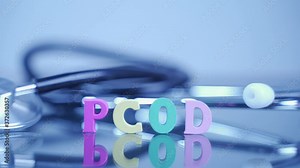 PCOD or Polycystic ovary syndrome medical or healthcare illness Concept showing letters and stethoscope as background.