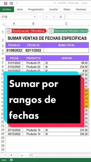 Sumar por rangos de fechas en Excel: Tutorial paso a paso