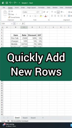 Excel Time Saving Trick for Adding New Row #excel #spreadsheetmagic