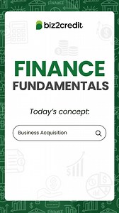 In today’s episode of Finance Fundamentals, we go over business acquisition. From how it works to reasons companies acquire other firms, watch the video explainer and learn more. Discover more financial concepts here: https://www.biz2credit.com/business-toolkit/business-glossary #financefundamnetals #smalbusiness #explainer #businessacquisition #finance #glossary This information is provided for general information only and does not constitute financial advice. | Biz2Credit