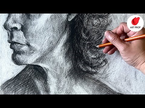 Charcoal Portrait Drawing, RISD Art Professor Demo Step by Step for Beginners