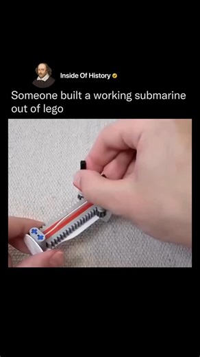 Inside Of History on Instagram: "The LEGO-powered mini-submarine shows how basic engineering principles scale down. Gears transfer motion, sealed compartments manage buoyancy, and simple propulsion pushes it forward underwater. The build favors function over polish, focusing on balance, torque, and control in a tight space. It proves that experimentation matters more than specialized tools. With the right constraints, even toy parts can demonstrate real-world mechanical design."