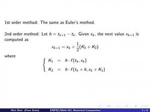 ch9 5. Runge-Kutta Methods. Euler step and Heun step. Wen Shen