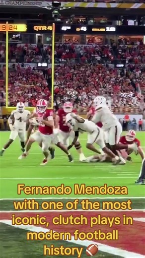 Fernando Mendoza with one of the most iconic, clutch plays in modern football history 🏈 #fernandomendoza #championship #footballtiktok #indiana #sports