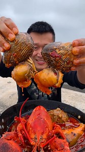 Food Show - Mukbang yummy eating seafood king shells king shellfish jellyfish king snails king lobster octopus king sea abalone and salmon fish meat. | Food Show