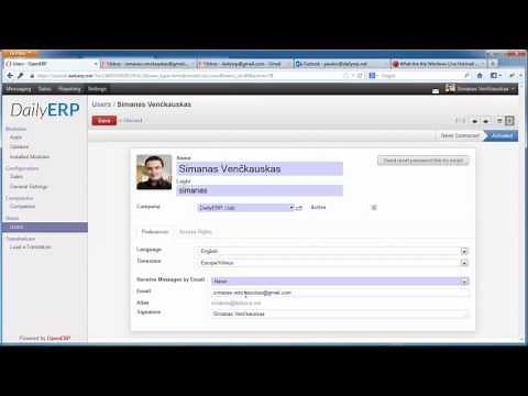 OpenERP 7 Tutorial #2 - User accounts and emailing system configuration