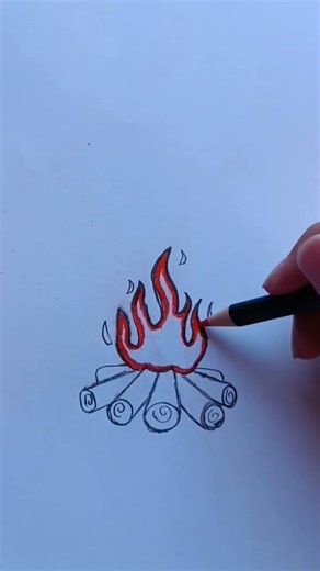 tutorial de como desenhar uma fogueira #shorts