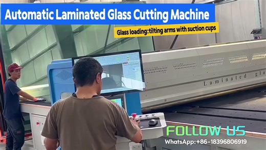 Automatic Laminated Glass Cutting Machine,3660x2600mm Automatic Laminated Glass Cutting Machine,Máquina automática de corte de vidrio laminado •Included Sections 1 glass automatic loading with suction cups,Sections 2 laminated glass cutting, Sections 3 glass positioning&glass unloading •Max cutting size 3660x2600mm •Min cutting size 200x200mm •Cutting thickness:3 3-8 8mm laminated glass •Film thickness:0.38-1.52mm(PVB,EVA) •Yaskawa servo motors •Japan SMC proportional valve •France Schneider low