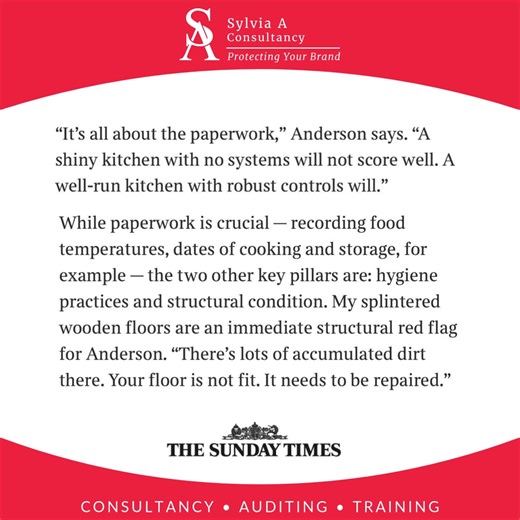 After the Michelin-starred restaurant Ynyshir made headlines for receiving a one-star food hygiene rating, the conversation around food safety didn’t stop there - it came home. In a new The Sunday Times feature, journalist Harry Wallop invited our food safety expert, Sylvia Anderson, to inspect his own kitchen and answer one simple question: 👉 Would your kitchen pass a hygiene inspection? The key takeaway? Food safety isn’t about stars, headlines or reputation. It’s about everyday habits, good 