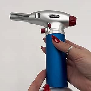 Illumitorch Butane Torch - Adjustable, Refillable Heat Gun - Kitchen Gadgets Clearance - Safety Switch & Stay On Switch - Durable Blue Kitchen Gadgets