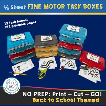 Back to School AUGUST  Task Boxes – No-Prep 1/4 Sheet Fine Motor Skills