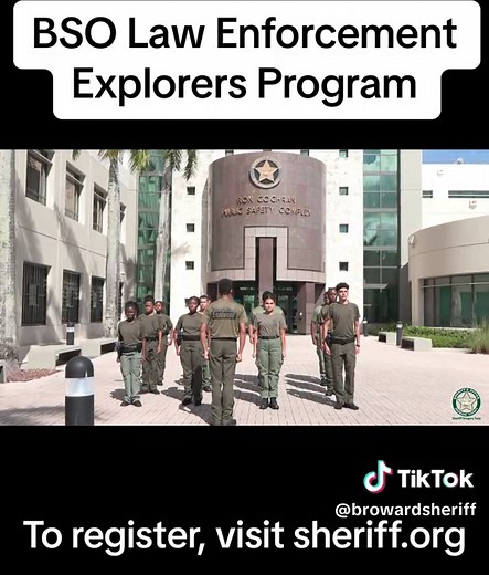 Empowering future leaders. The Broward Sheriff’s Office Law Enforcement Explorers Program teaches discipline, service and the importance of community. Open to teens and young adults (14-20 years of age), Explorers receive a wide variety of training and exposure to what it takes to be a law enforcement professional. To learn more about the Explorer Program, visit https://www.sheriff.org/.../Law-Enforcement-Explorers.aspx To see the full video, visit our YouTube page. https://youtu.be/MyGLngtqqek?