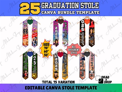 Graduation Stole Grad Sash Canva Template Customizable Senior Sash Digital Download - Etsy