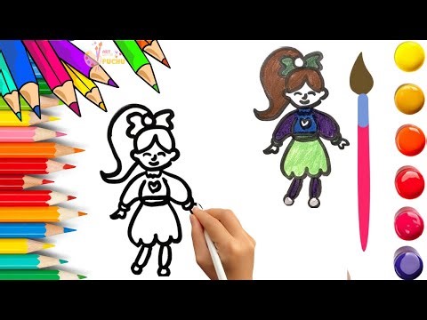 How To Draw cute Girl Drawing, Painting & Coloring For Kids and Toddlers_ Child Art 🐋🌈🎨