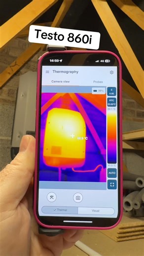 Plumber working in a loft. How warm is it today. Thermal camera. #plumber #plumbing #AllenHart | Allen Hart