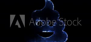 Symbol poo. Blue Electric Glow Storm. looped video. Alpha channel black