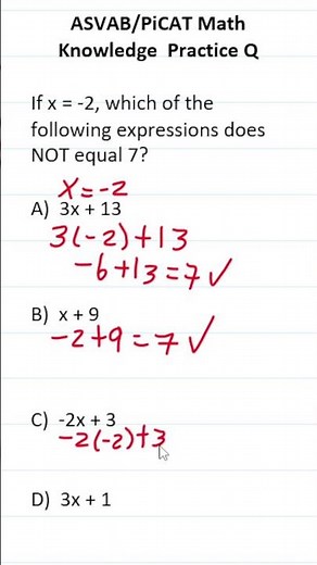 Evaluating Expressions: ASVAB/PiCAT Math Knowledge Practice Test Q #acetheasvab w/ #grammarhero