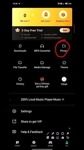 PLAYIT app में video music🎶 कैसे छुपाये? #tech #android #setting