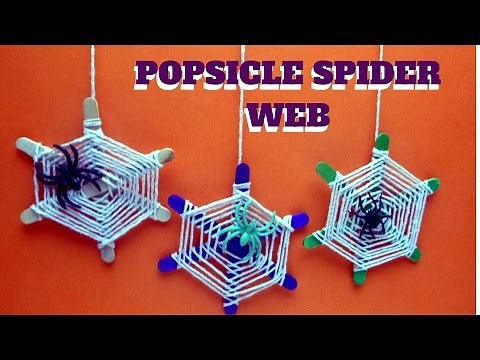 Halloween Craft - Popsicle Spider Web - Popsicle Stick Crafts