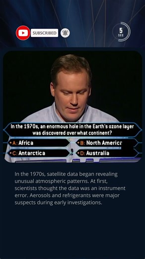Where Was the First Ozone Hole Discovered? 🌍✨ #quiz #millionaire #trivia #ozone #earth #tv #tvshow