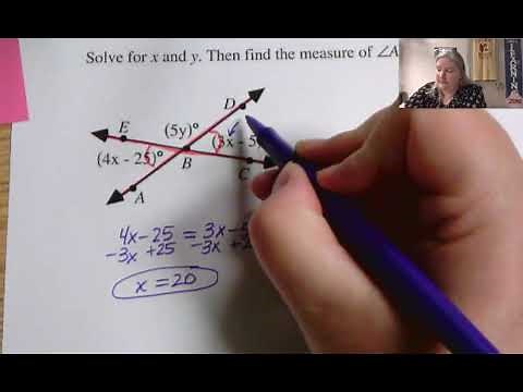 Linear Pairs and Vertical Angles Algebraic Example
