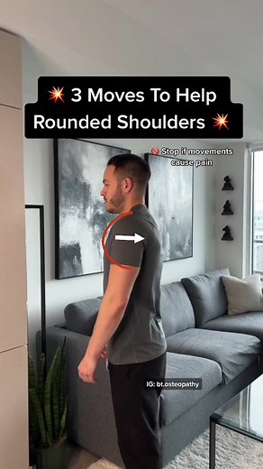 3 movements to help with rounded shoulders. Posture program with lifetime access on my Stan store. #roundedshoulders #posture #poorposture #postureexercises #posturecorrection #posturecheck #shouldermobility #shoulderpainrelief