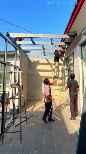 Building made easy — prefab roof frame installation! #construction #shorts
