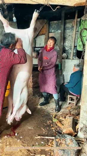 Rural New Year Pig Slaughter | Blowing Air into Pig Body 🌾