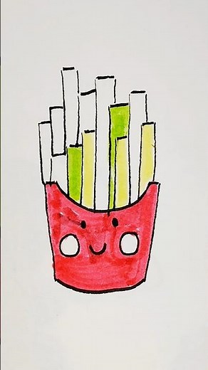 How to Draw MCD french fries🍟Simple Drawing/Step by step #drawingideas #creativedrawing #doodleart