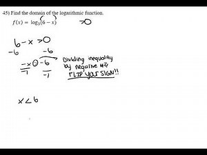 45) Find the domain of the logarithmic function.