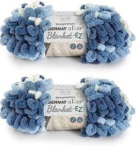 Bernat Alize Blanket-EZ Super Soft Looped Yarn for Beginners, Chunky Yarn for Hand Knitting- No Needles or Hooks Needed, Denim Blues, 2 Pack