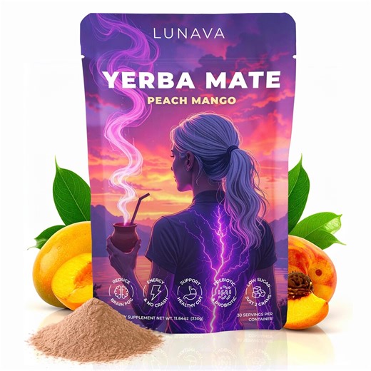 Yerba Mate Instant Tea Powder – Peach Mango – Nootropic Drink With Lion's Mane, L-theanine & Probiotics – Low Sugar, 30 Servings - Etsy
