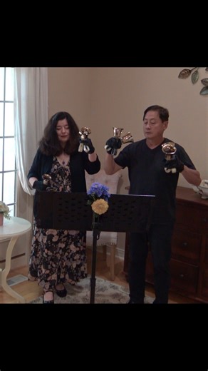 Easing our way back into handbell duets, with a new 8-bell arrangement of Dan Schutte's "Here I Am, Lord". ❤🙏🎶 #Choraegus #LarrySue #Handbells #ComingSoon | Larry and Carla - Choraegus