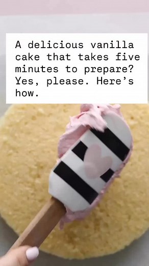 A delicious vanilla cake that takes five minutes to prepare? Yes, please. Here’s how. This Tender Vanilla Cake is so incredibly delicious — and it’s a favorite among my app users! First of all, it’s prepared in less than five minutes. It comes together fast, and before you know it, it’s in the oven baking up beautifully. You can make it as a layer cake or a sheet cake. It freezes wonderfully and keeps its texture perfectly. When I bake it in layers, I love to fill it with a simple strawberry whi