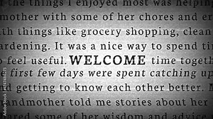 Animated Typing Text Effect on a Paper Background, Saying "Welcome". A02