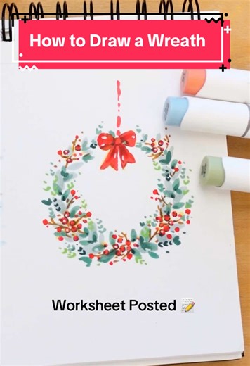 How to Draw Simple Wreaths with Markers
