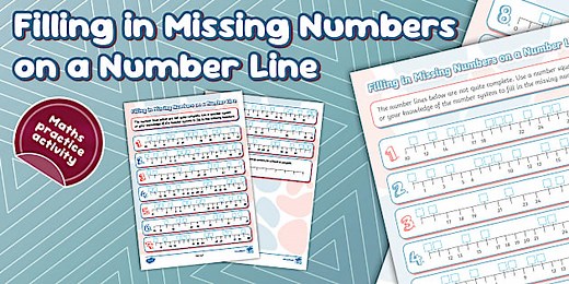 Filling in Missing Numbers on a Number Line to 30 Worksheet
