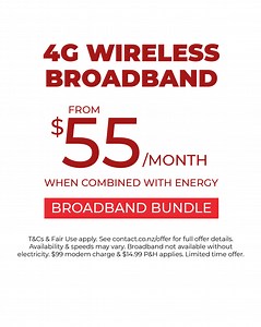 No fibre, no worries. Switch to Contact Wireless Broadband and Energy and enjoy $200 worth of energy credit. Click ‘Sign Up’ to get started. T&Cs & Fair Use apply. See contact.co.nz/offer for promo details. Promo code CONTACT200. Availability & speeds may vary. Broadband not available without electricity. $99 modem charge & $14.99 P&H applies. Limited time offer. | Contact Energy