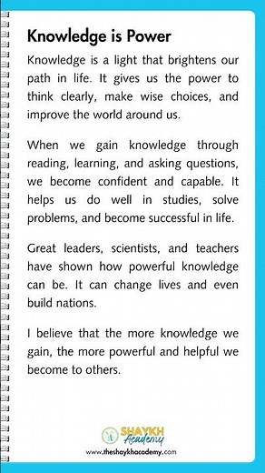 📝 Write an Essay on Knowledge is Power 🧠 | Easy English Essay Writing for Students #shorts #english