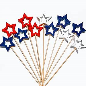 60pcs Red White Blue Star Cocktail Picks, Patriotic toothpicks Cocktail Sticks Decorative Toothpicks for Appetizer Charcuterie Skewers for Fourth of July Independence Day Decoration Party Supplies
