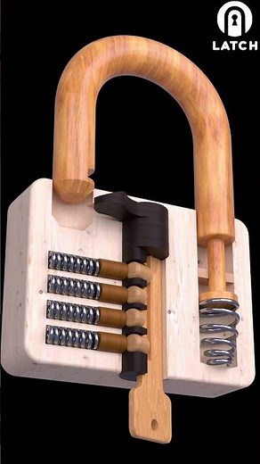 Wooden Padlock Section | How padlocks work (3D Animation) - Clip 72 #padlock #doorlock