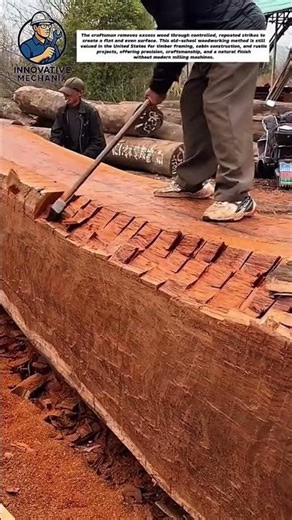 Traditional Timber Beam Shaping with Hand Adze Technique