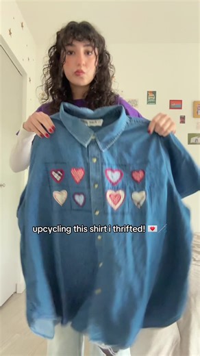 will probably add more fabric to the bottom but this was sm fun! #upcycling #thrifted #thriftflip #thrifthaul #springoutfit #outfitideas #sewing #sewinghacks #buttondown #upcyclingtutorial #laylablue
