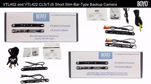BOYO VTL402TJS - Short Length Bar-Type License Plate Backup Camera with LED Lights and Trajectory Parking Lines (Chrome)