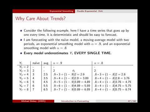 Forecasting: Double Exponential Smoothing